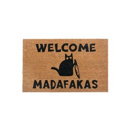 Hanse Home Kokos-Fu&szlig;matte "Welcome Madafakas" in Natur/ Schwarz - 61% | Gr&ouml;&szlig;e 45x75 cm | Teppiche-fussmatten