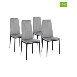 IDOMYA Factory 4er-Set: Esszimmerst&uuml;hle "Jade" in Grau/ Schwarz - (B)41,5 x (H)96 x (T)39 cm - 69% | Sitzmoebel