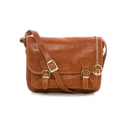 Lia Biassoni Leder-Umh&auml;ngetasche in Hellbraun - (B)26 x (H)19 x (T)12 cm - 72% | Damen-taschen