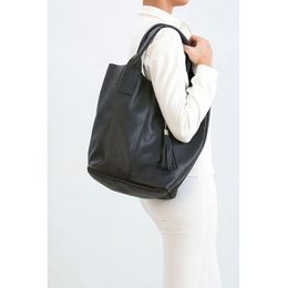 Pia Sassi Leder-Schultertasche "Monte Cimone" in Schwarz - (B)28 x (H)35 x (T)17 cm - 73% | Damen-taschen