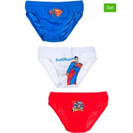Superman 3er-Set: Slips "Superman" in Wei&szlig;/ Blau/ Rot - 12% | Gr&ouml;&szlig;e 104/110 | Kinder-waesche