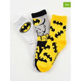 DC Batman 3er-Set: Socken "Batman" in Gelb/ Grau - 42% | Gr&ouml;&szlig;e 31-34 | Kinder-socken-strumpfhosen