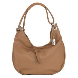 Anna Morellini Leder-Schultertasche "Alba" in Hellbraun - (B)38 x (H)34 x (T)10 cm - 73% | Damen-taschen