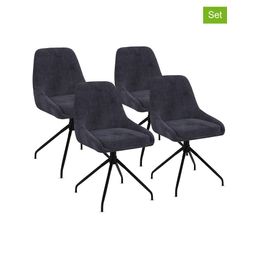 IDOMYA Factory 4er-Set: St&uuml;hle "Olivia" in Anthrazit/ Schwarz - (B)54 x (H)79 x (T)47,5 cm - 72% | Sitzmoebel