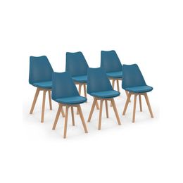 IDOMYA Factory 6er-Set: Esszimmerst&uuml;hle "Nordia" in Blau - (B)46 x (H)79,5 x (T)51 cm - 70% | Sitzmoebel