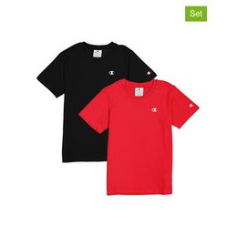Champion 2er-Set: Shirt in Rot/ Schwarz - 39% | Gr&ouml;&szlig;e 158/164 | Kinder-oberteile