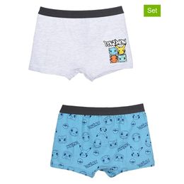 Pok&eacute;mon Pok&eacute;mon 2er-Set: Boxershorts "Pokemon" in Hellgrau/ Hellblau - 33% | Gr&ouml;&szlig;e 128-140 | Kinder-waesche