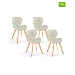 IDOMYA Factory 4er-Set: St&uuml;hle "Gatsby" in Creme/ Hellbraun - (B)48 x (H)79 x (T)50 cm - 71% | Sitzmoebel
