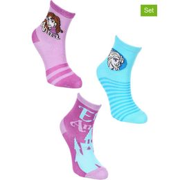 Die Eisk&ouml;nigin FROZEN 3er-Set: Socken "Frozen" in T&uuml;rkis/ Lila - 35% | Gr&ouml;&szlig;e 31-34 | Kinder-socken-strumpfhosen