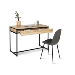 IDOMYA Essentials Schreibtisch "Memphis" in Hellbraun/ Schwarz - (B)110 x (H)75 x (T)50 cm - 71% | Tische