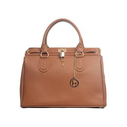 Lia Biassoni Leder-Henkeltasche "Nure" in Cognac - (B)36 x (H)28 x (T)18 cm - 74% | Damen-taschen