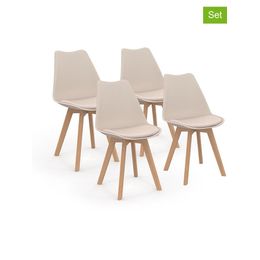 IDOMYA Factory 4er-Set: St&uuml;hle "Nordia" in Creme/ Hellbraun - (B)51 x (H)79,5 x (T)46 cm - 69% | Sitzmoebel