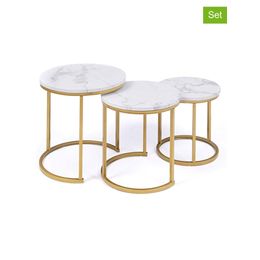 IDOMYA Essentials 3er-Set: Couchtische "Glam" in Wei&szlig;/ Gold - 65% | Tische