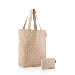 Reisenthel Schultertasche Cityshopper 2 set #1 metallic dots coffee, Gold, Beige, Kunststoff, Textil, Punkte, 47x44x17 cm, Freizeit, Koffer & Taschen, Einkaufstaschen
