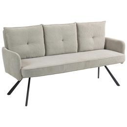 Novel Sitzbank, Hellbraun, Metall, Textil, 3-Sitzer, 180x93x67 cm, mit R&uuml;ckenlehne, Esszimmer, B&auml;nke, Sitzb&auml;nke