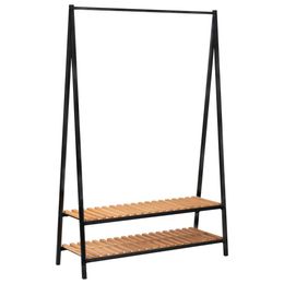 Garderobenst&auml;nder, Schwarz, Kiefer, Holz, Metall, Kiefer, massiv, 120x180x43 cm, Schuhablage, gastro- und objekttauglich, Garderobe, Garderobenst&auml;nder