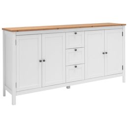 Mid.you Sideboard, Wei&szlig;, Holzwerkstoff, 2 F&auml;cher, 3 Schublade(n) Schubladen, 180x90x40 cm, Wohnzimmer, Kommoden & Sideboards, Sideboards