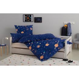 OTTO home Kinderbettw&auml;sche &raquo;CUDDLEE&laquo; 2 tlg. in vielen Designs: Dino,Einhorn,Weltraum,Baustelle,Herz,Trecker,Safari blau Biber, Obermaterial: 100% 