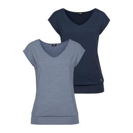 H.I.S. H.I.S Damen Funktionsshirt Spar-Set, 2er-Pack, &auml;rmellos, figurfreundlicher Schnitt, ideal f&uuml;r Sport und Wandern blau 40/42