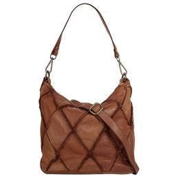 Samantha Look Damen Henkeltasche echt Leder, Made in Italy braun