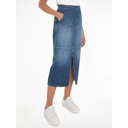 Tommy Hilfiger Damen Bleistiftrock &raquo;DNM MIDI SKIRT HW BETH CTD&laquo; Webrock mit Flagge blau 34