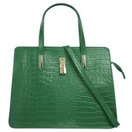 CLUTY Damen Henkeltasche echt Leder, Made in Italy gr&uuml;n