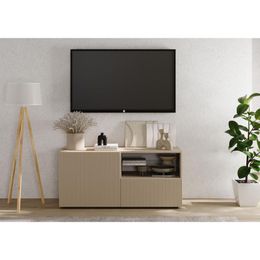 Home Affaire Lowboard &raquo;Rio Breite 120 cm, TV-Board 1 T&uuml;r u. 1 Schubkasten, TV-Schrank&laquo; geriffelte MDF-Fronten, modern u. elegant, Kabelf&uuml;hrung, 