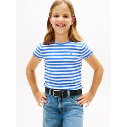 Tommy Hilfiger M&auml;dchen T-Shirt &raquo;ESSENTIAL RIB TOP mit Babylock-Kanten und Stickerei&laquo; unifarben, casual, regular fit, Baumwollmix, Rundhals 5 (110)