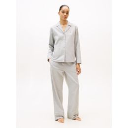 Tommy Hilfiger Underwear Damen Pyjama 2 tlg. mit Fischgr&auml;t-Streifen, aus Flanell, relaxed fit L (40)