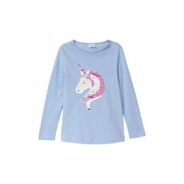 s.Oliver Junior M&auml;dchen s.Oliver Junior Langarmshirt mit Pailletten-Einhorn 92/98