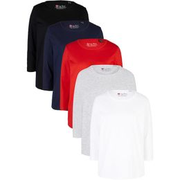 bonprix Damen bonprix T-Shirt Packung, 5, 5 Stk. l&auml;ssig geschnittene Passform, 3/4-&Auml;rmel, Rundhalsausschnitt schwarz 56/58 (XXXL)