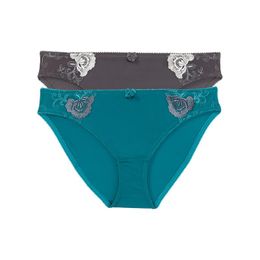bonprix Damen bonprix Slip Packung, 2 Stk. klassischer Stil, bequeme Passform, aus Polyamid und Elasthan blau 36/38 (S), 2 Stk.