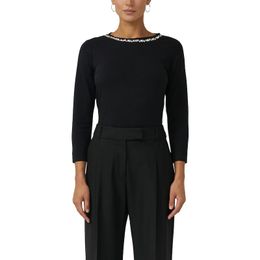s.Oliver BLACK LABEL Damen s.Oliver BLACK LABEL Langarmshirt mit Glitzersteinen am Rundhals 36