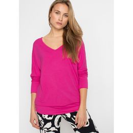 bonprix Damen bonprix Oversize-Shirt &raquo;Oversized-Shirt aus flie&szlig;ender Viskose&laquo; weite Passform, 3/4-&Auml;rmel, weiter Ausschnitt, aus Viskose rosa 56/58 (