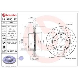 Brembo Bremsscheibe 09.9750.2X vorne rechts links Gelocht 284mm f&uuml;r BMW 34116792215