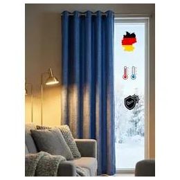 Vorhang WIRTH "Trondheim B" Gr. 2, blau (royalblau), B:132cm H:160cm, Chenille, Polyacryl, Gardinen