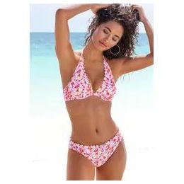 B&uuml;gel-Bikini-Top Lascana "Jasmin", Gr. 36, Cup F, bunt (rot, flieder), Microfaser, floral, Bikini-Oberteile, im Bl&uuml;mchen-Druck