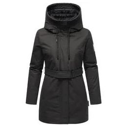 Winterjacke Navahoo "Eishauch 14", Damen, Gr. XL (42), schwarz, Obermaterial: 55% Nylon, 45% Baumwolle. Innenfutter: 100% Polyester. Wattierung: 100% Polyester. &Auml;rmelfutter: 100% Polyester, figurumspielend Po-bedeckend, hoch geschlossener Ausschnitt, eng Rippstrickb&uuml;ndchen, Jacken Winterjacke, Damen Winterparka mit Tailleng&uuml;rtel und Fleece-Kragen