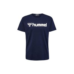 Hummel T-Shirt Regular Fit Stretch Rundhalsausschnitt Logo in Blau | Gr.: L