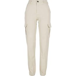 Urban Classics Damen Ladies High Waist Cargo Pants in whitesand | Gr.: 28