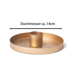 Novaliv 4er-Set Stabkerzenhalter Durchmesser 14cm Dekoschale Gold rund Metall in Gold | Gr.: onesize