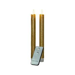 Novaliv Stabkerzen LED mit Timer Gold 2er Indoor mit 6 Stunden Timer - in Gold | Gr.: onesize