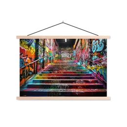 MuchoWow Poster mit Leiste Bunte Treppe (BxH) | Gr.: 30 x 20 cm