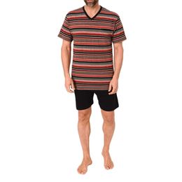 Normann Kurzarm Schlafanzug Pyjama Shorty Streifen - 84472 in rot | Gr.: 54