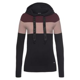 Laura Scott Strickpullover in schwarz-bordeaux-gestreift | Gr.: 34