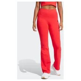 Trainingstights Adidas SPORTSWEAR "ESSENTIALS SMALL LOGO FLARED LEGGINGS", Damen, Gr. M, N-Gr, rot (pure ruby, schwarz, normal, gr.), Obermaterial: 90% Baumwolle, 10% Elasthan, Hosen, Hoher Bund, ausgestellte Beinform