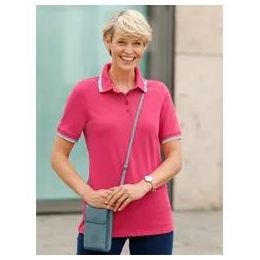 Poloshirt Classic Basics "Poloshirt", Damen, Gr. 44, pink (fuchsia), 95% Baumwolle, 5% Elasthan, gemustert, gestreift, Shirts