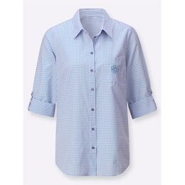 WITT WEIDEN Longbluse in himmelblau-wei&szlig;-kariert | Gr.: 40