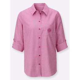 WITT WEIDEN Longbluse in fuchsia-wei&szlig;-kariert | Gr.: 40