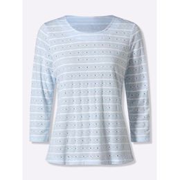 WITT WEIDEN 3/4-Arm-Shirt in ecru-hellblau-gemustert | Gr.: 38